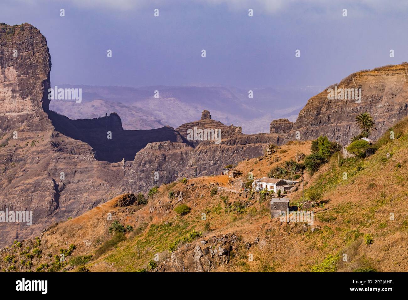 A lonely stone house among scenic rock formations at Rui Vaz on ...
