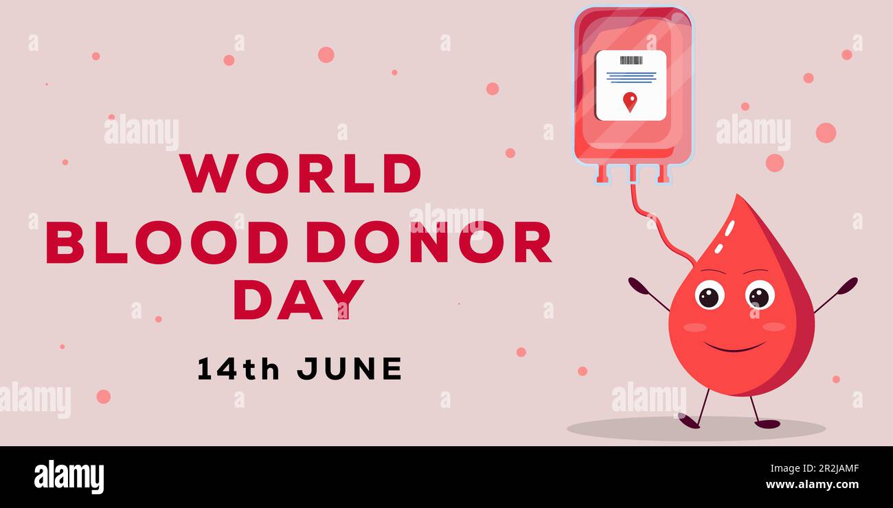 world blood donor day horizontal banner with blood characters and blood ...