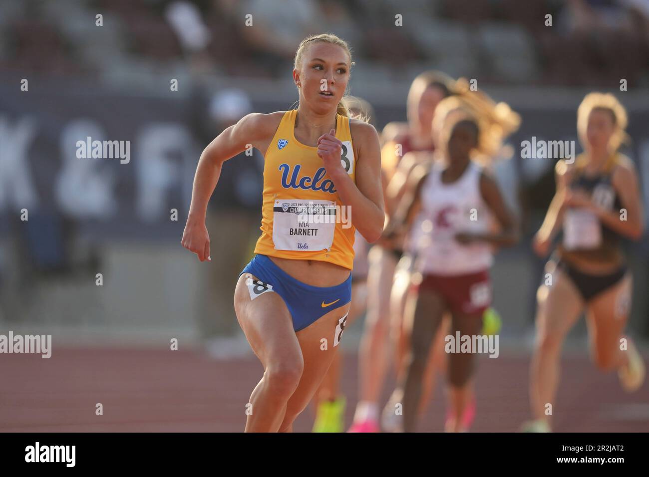 Mia Barnett of UCLA runs in a women's 1,500m heat during the Pac-12 ...