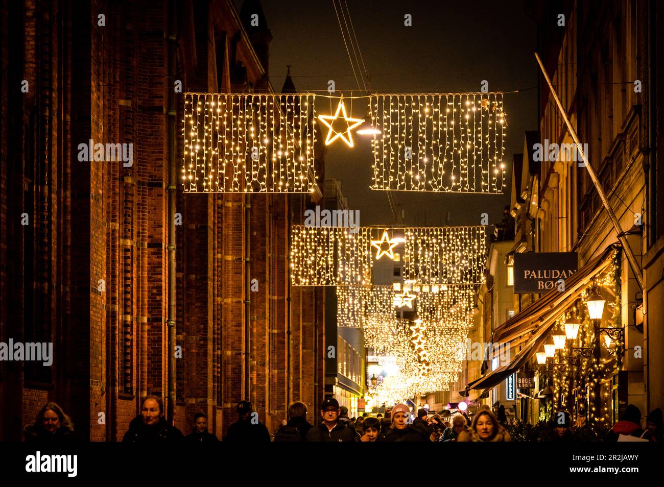 Advent decorated shopping street in Copenhagen, Denmark Stock Photo - Alamy