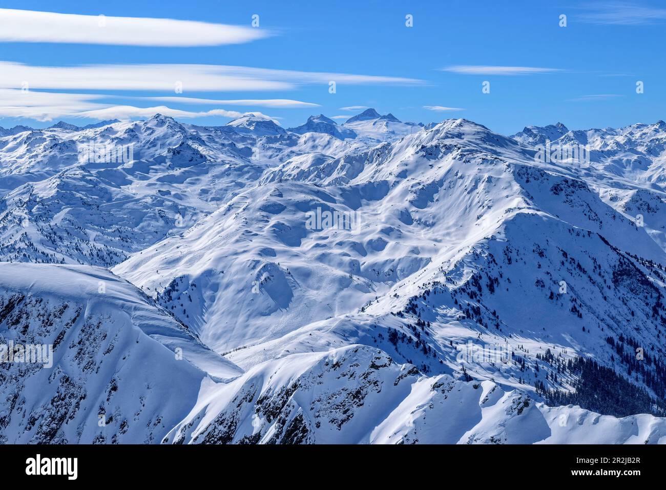 View from the Kellerjoch on the Tux Alps with Olperer and Gilfert ...