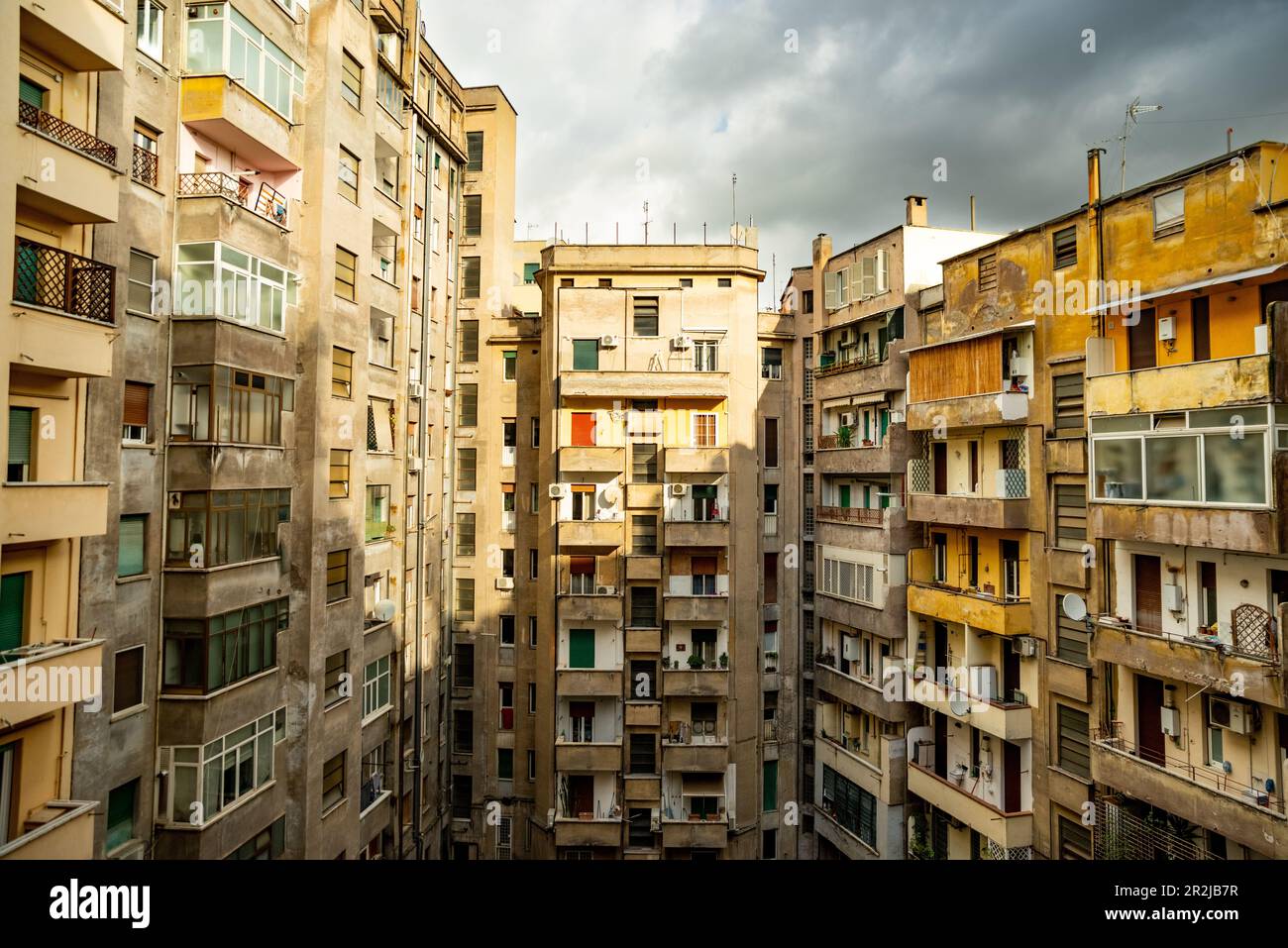 The courtyard of residential building blocks in Rome, Italy Stock Photo ...