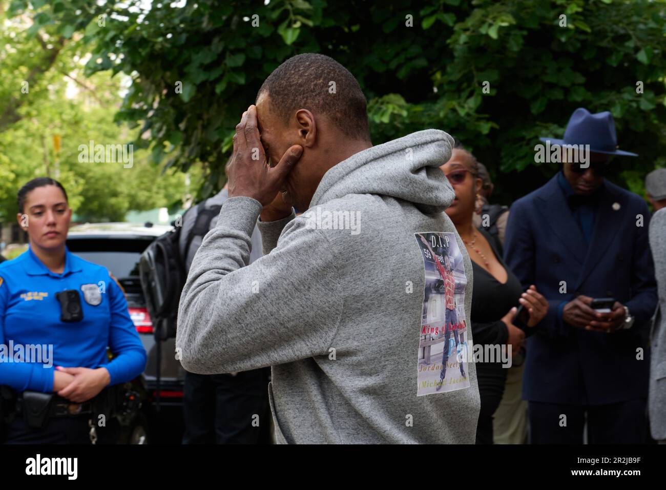 New York, New York, USA. 19th May, 2023. Jordan Neely funeral attendee ...