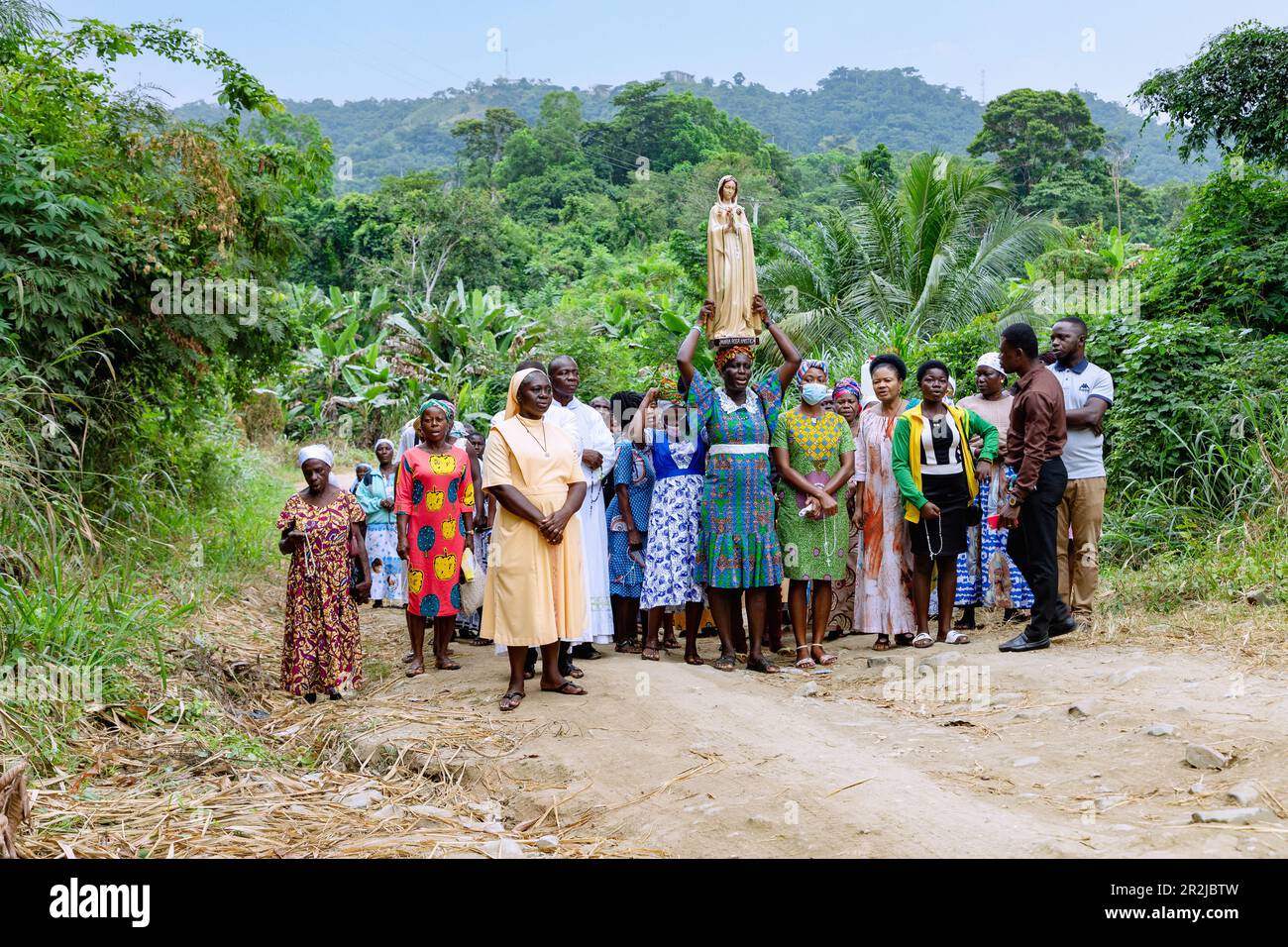 Marian procession on the Assumption Day at Lake Bosumtwi near Abono in ...
