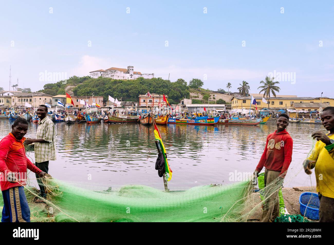 Fishing port and Fort São Jago da Mina in Elmina on the Gold Coast in ...