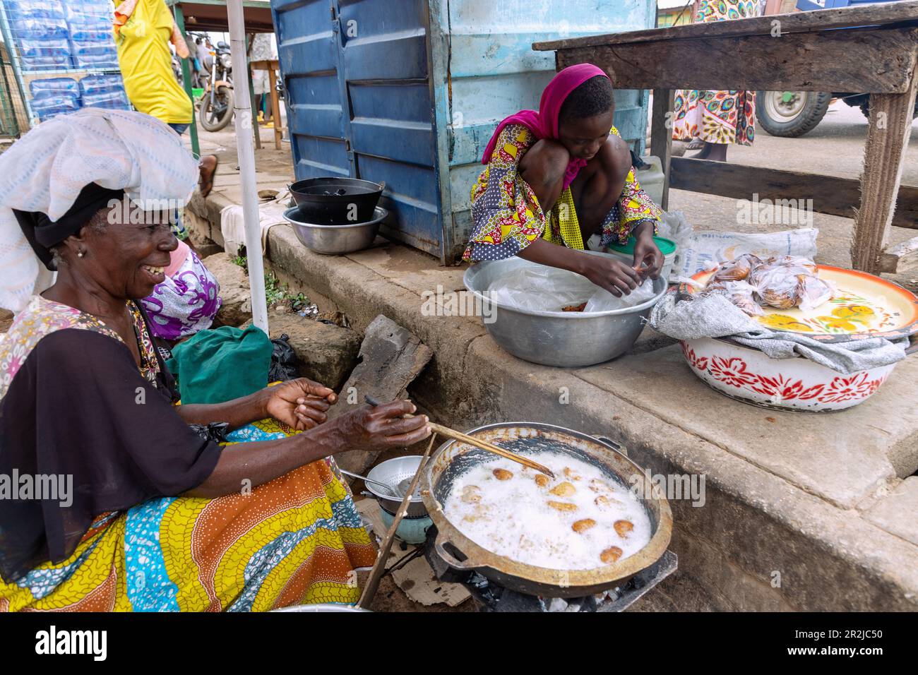 fried corn dumplings at the market in Sawla in the Savannah Region of ...