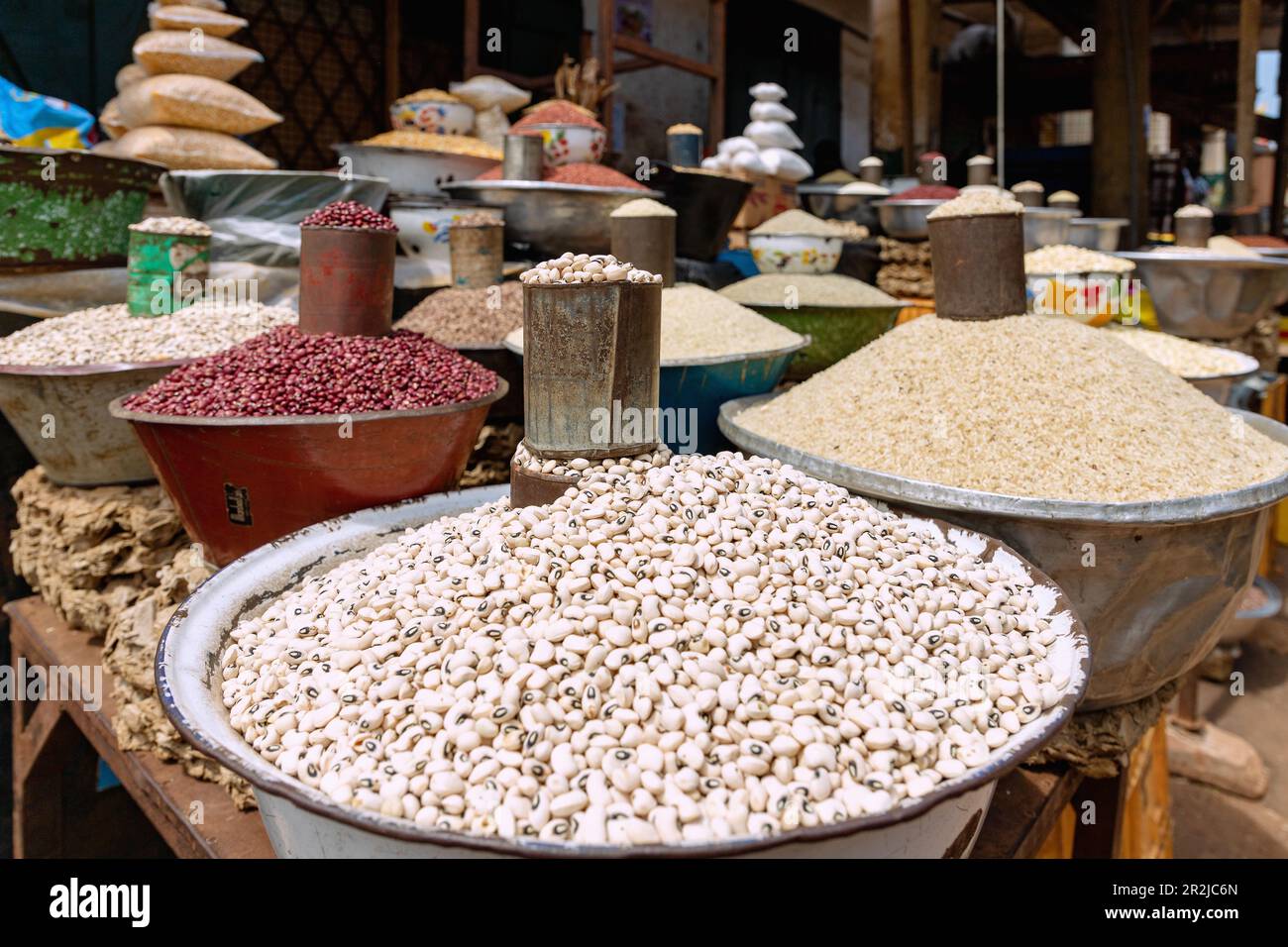 Beans and rice at the market in Tamale in the Northern Region of north ...
