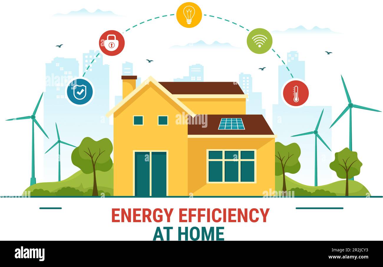 Energy Efficient at Home Vector Illustration of Smart House Technology ...