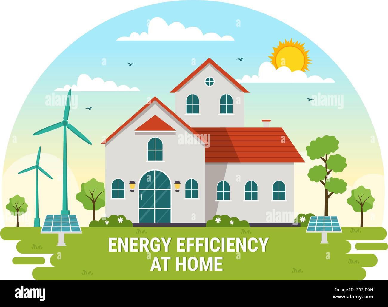 Energy Efficient at Home Vector Illustration of Smart House Technology ...