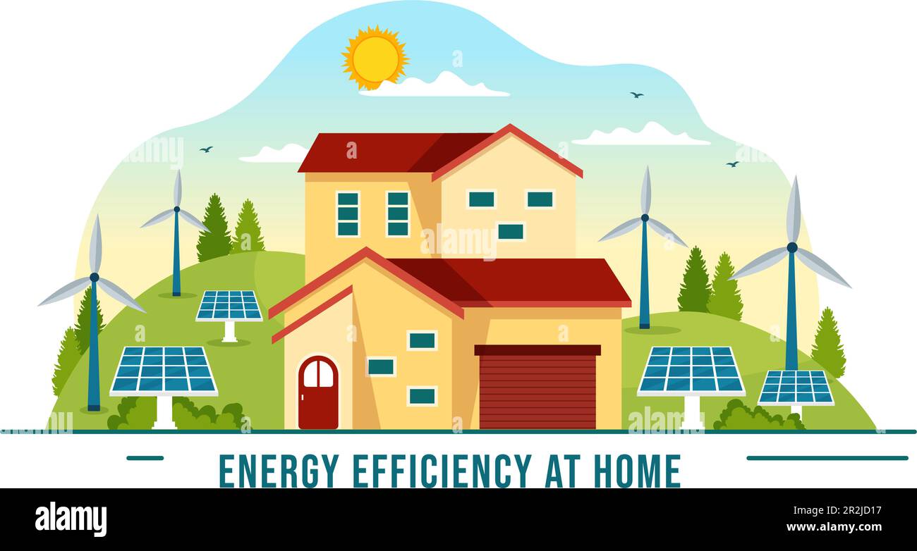 Energy Efficient at Home Vector Illustration of Smart House Technology ...