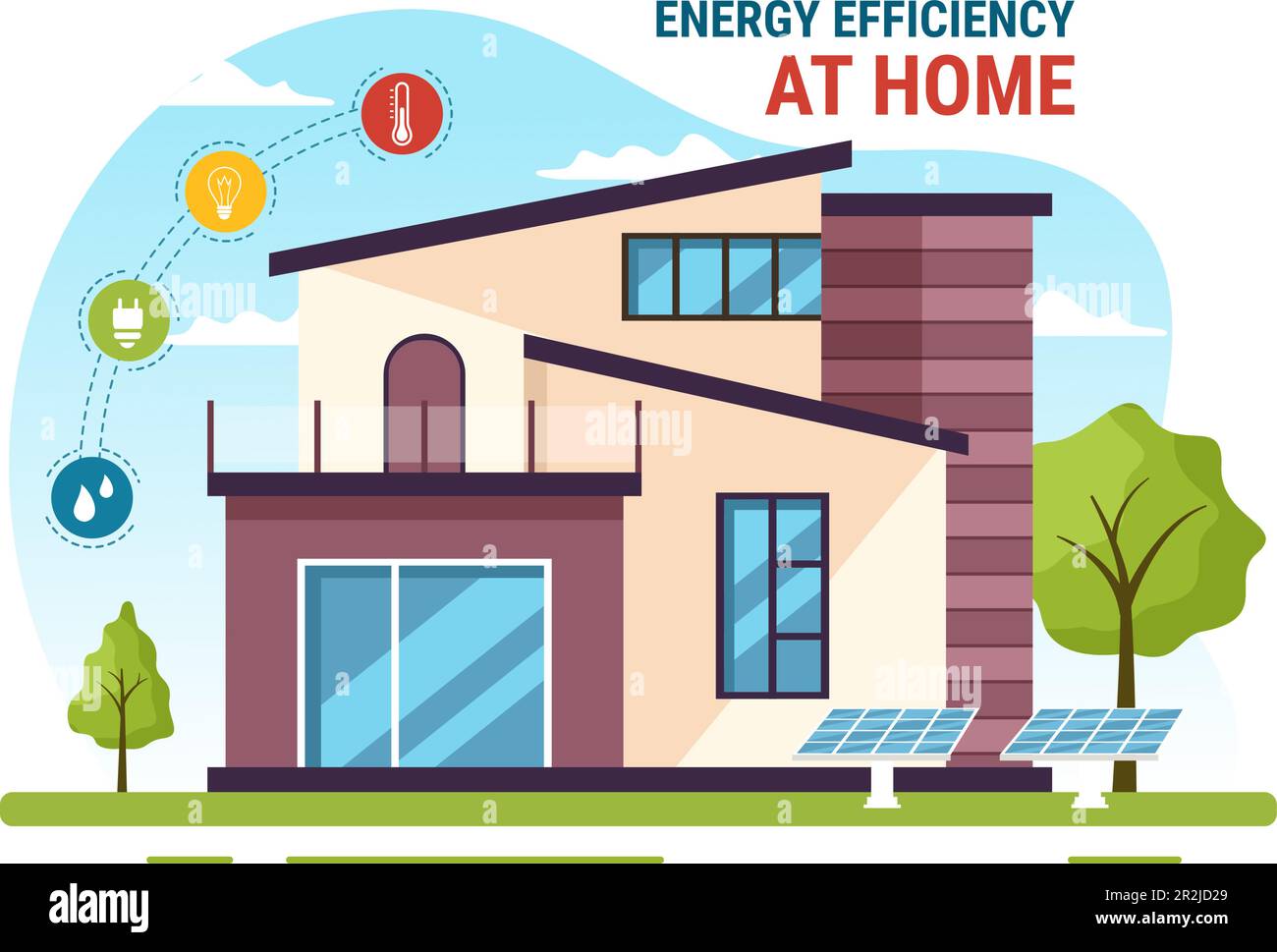 Energy Efficient at Home Vector Illustration of Smart House Technology ...