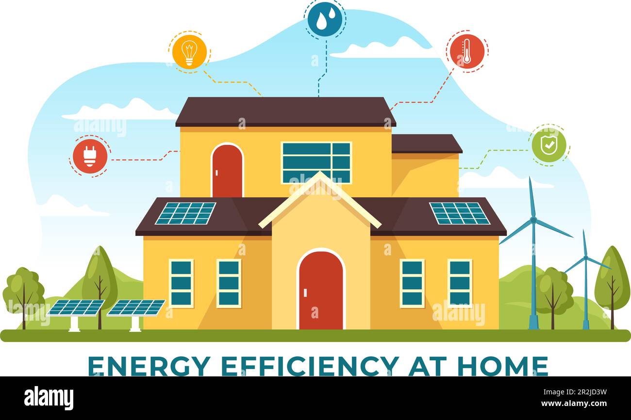 Energy Efficient at Home Vector Illustration of Smart House Technology ...