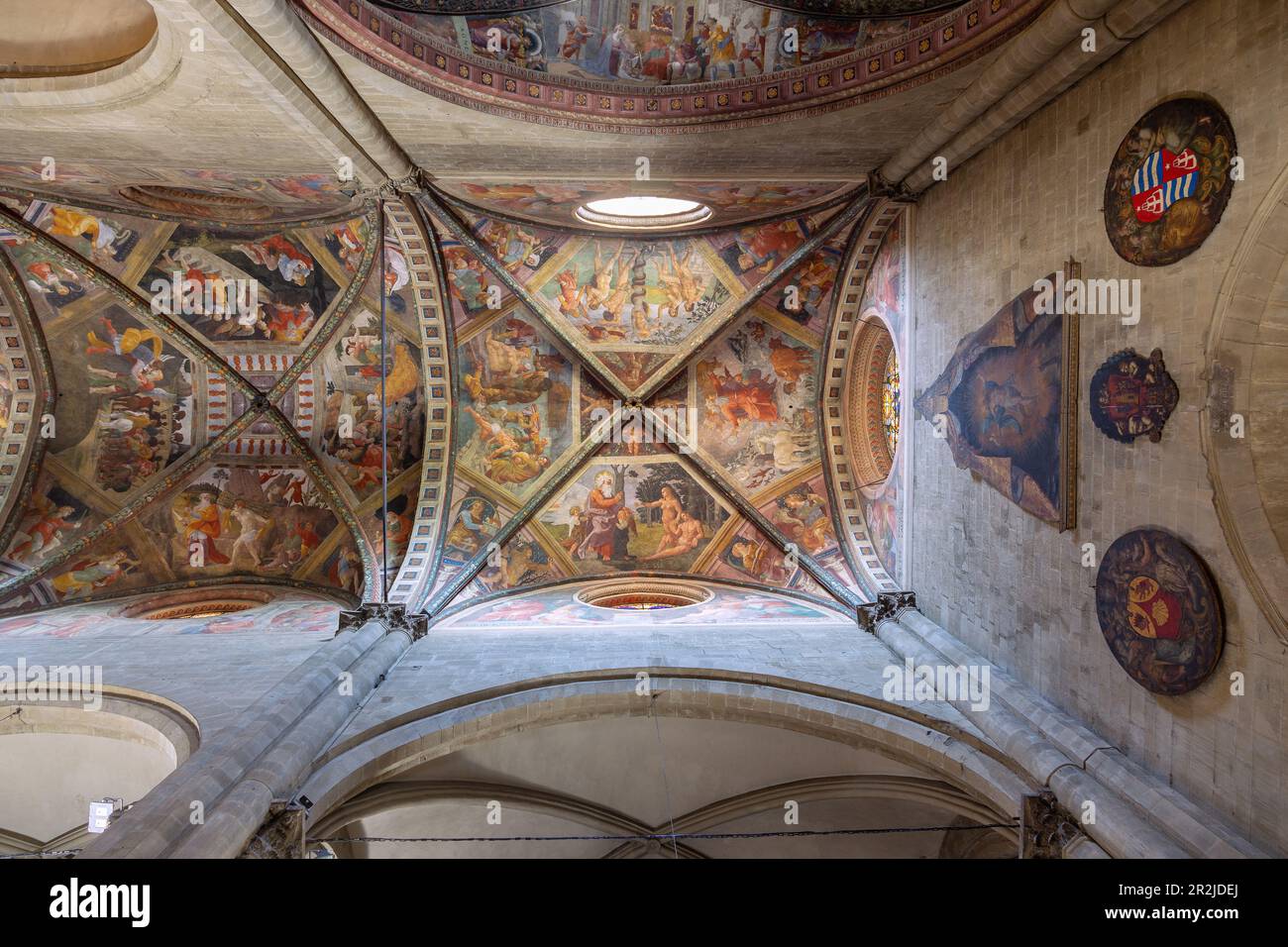 Arezzo; Duomo San Donato; Interior, frescoed ceiling Stock Photo - Alamy