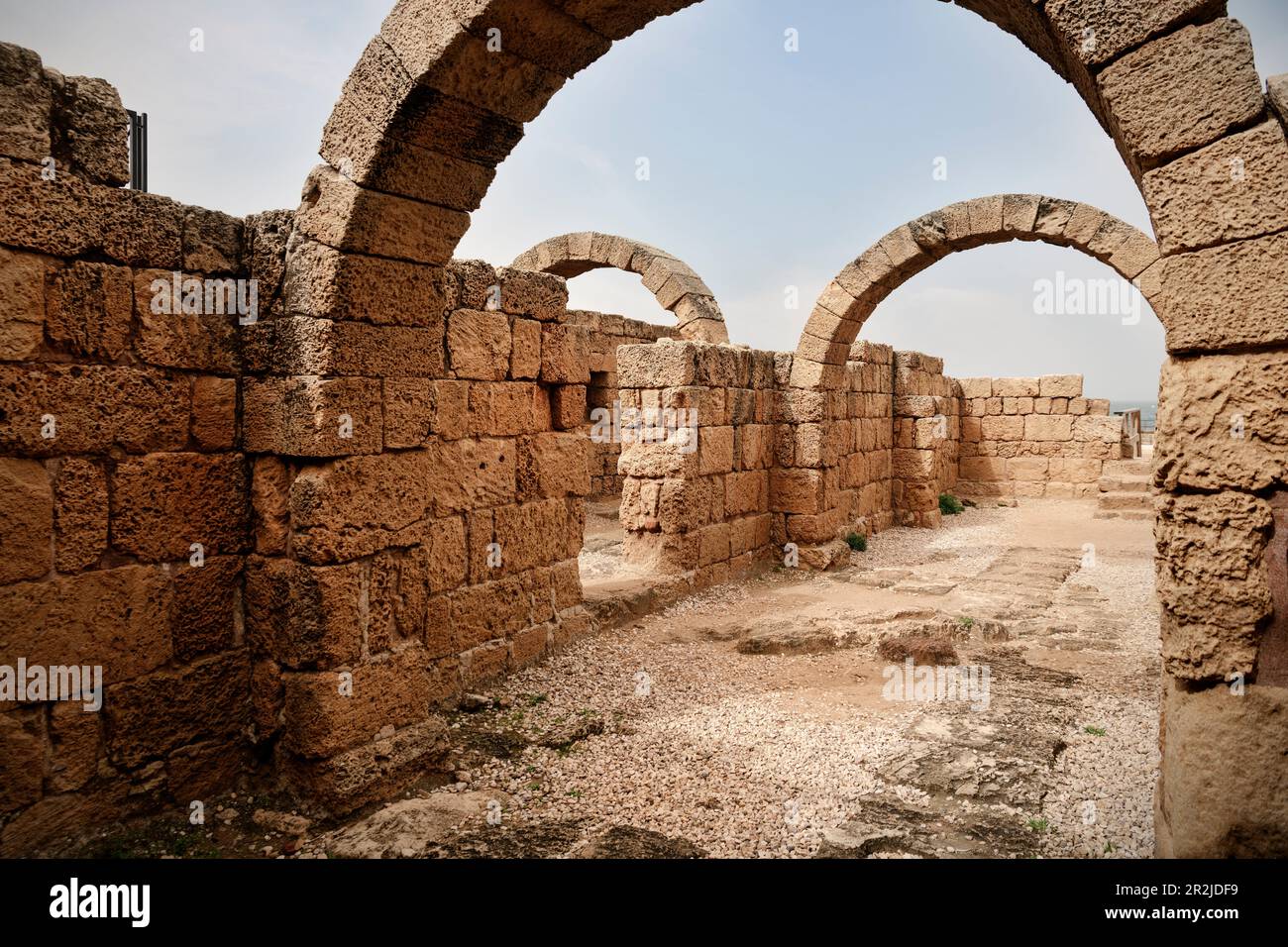 Roman era archways, ancient city of Caesarea Maritima, Israel, Middle ...