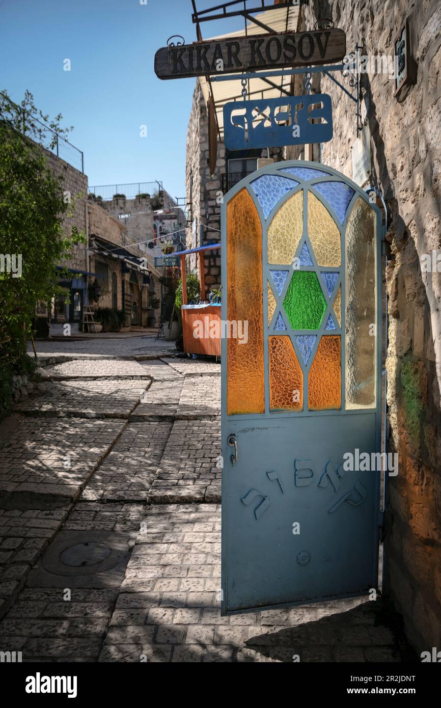 Entrance to an orthodox synagogue, Safed (also Tsfat), Galilee, Israel ...