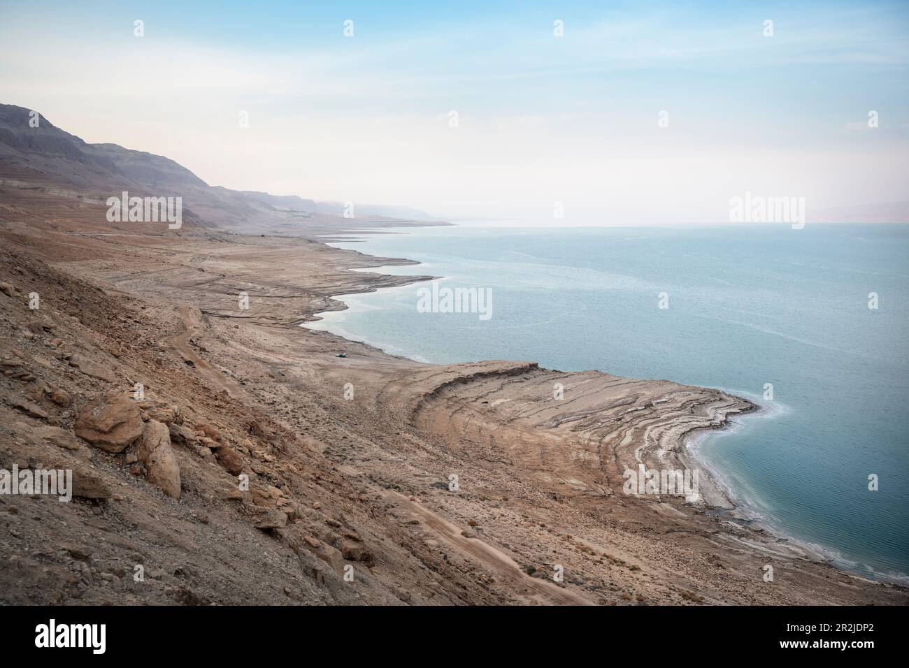 Coastal landscape with salt deposits, Dead Sea, Israel, Middle East ...