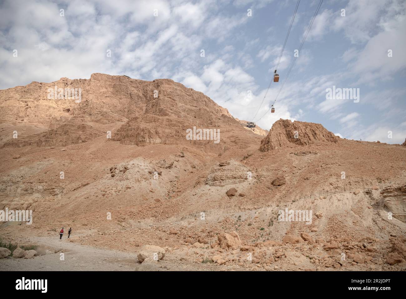 Cable car takes visitors up to the natural fortifications of Masada ...