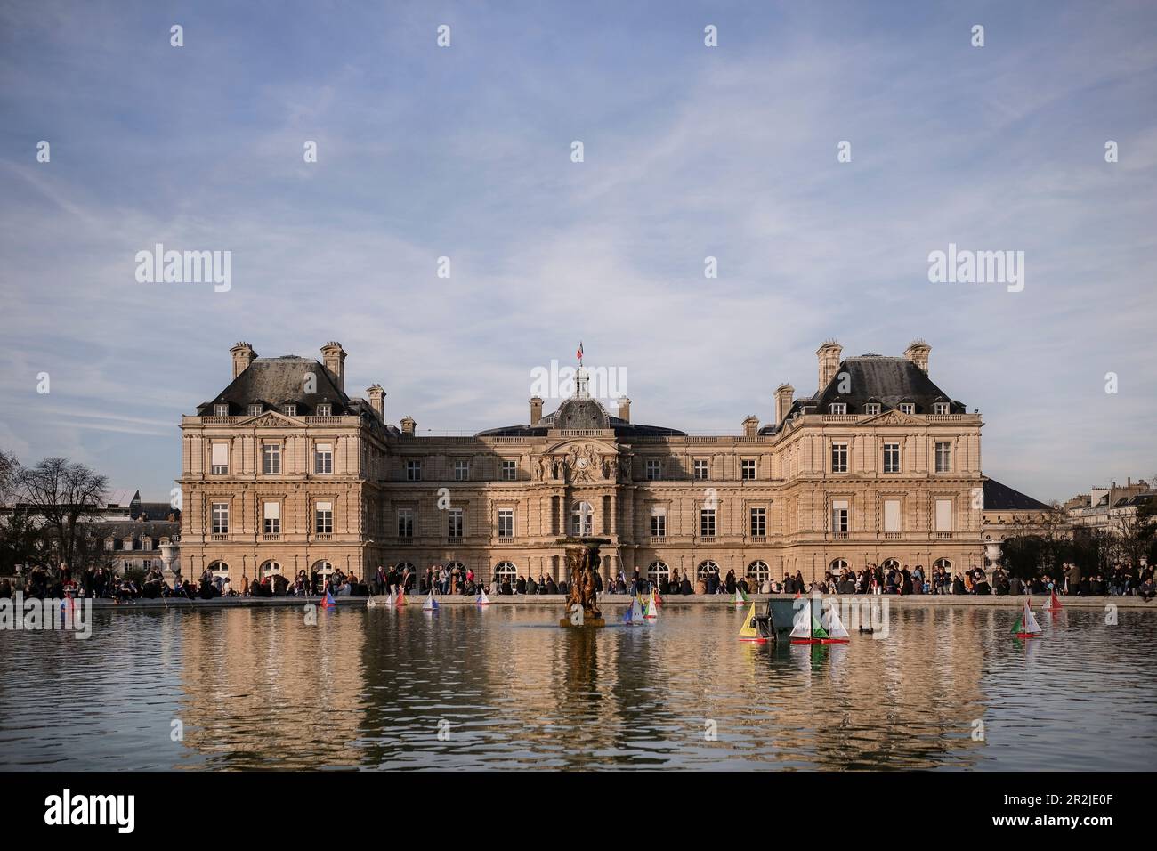 locals leave their remote controlled sailing boats in the pond of the ...