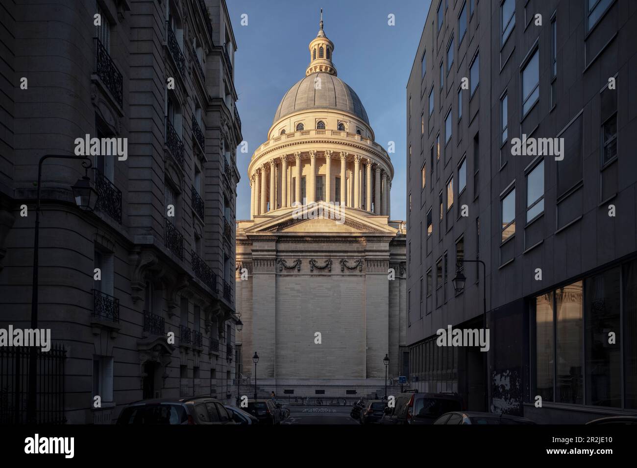 View through street canyon to the dome of the Pantheon (National Hall ...