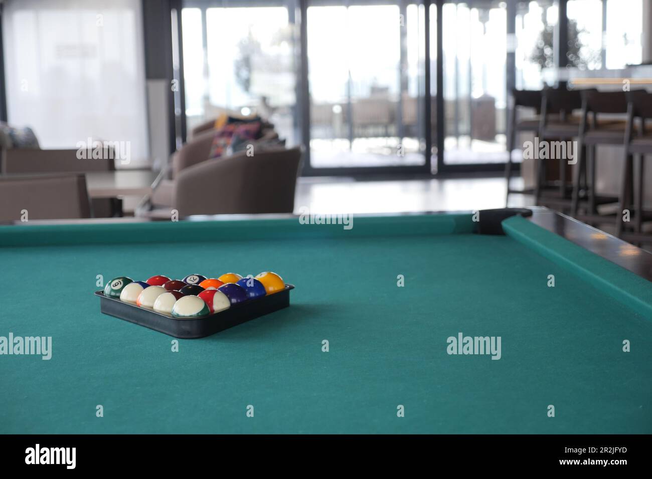 Billiard balls on the table indoor Stock Photo - Alamy