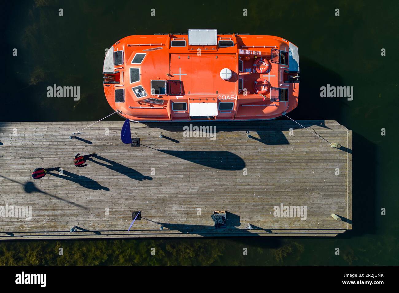 Aerial view of tender boat from expedition cruise ship World Voyager ...