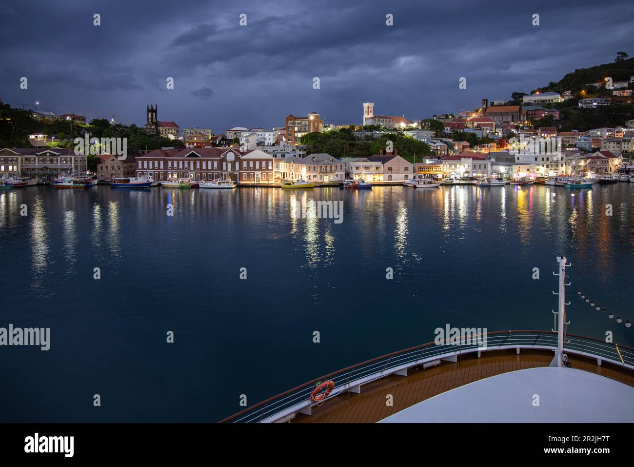 Bow of expedition cruise ship World Voyager (Nicko Cruises) in port ...