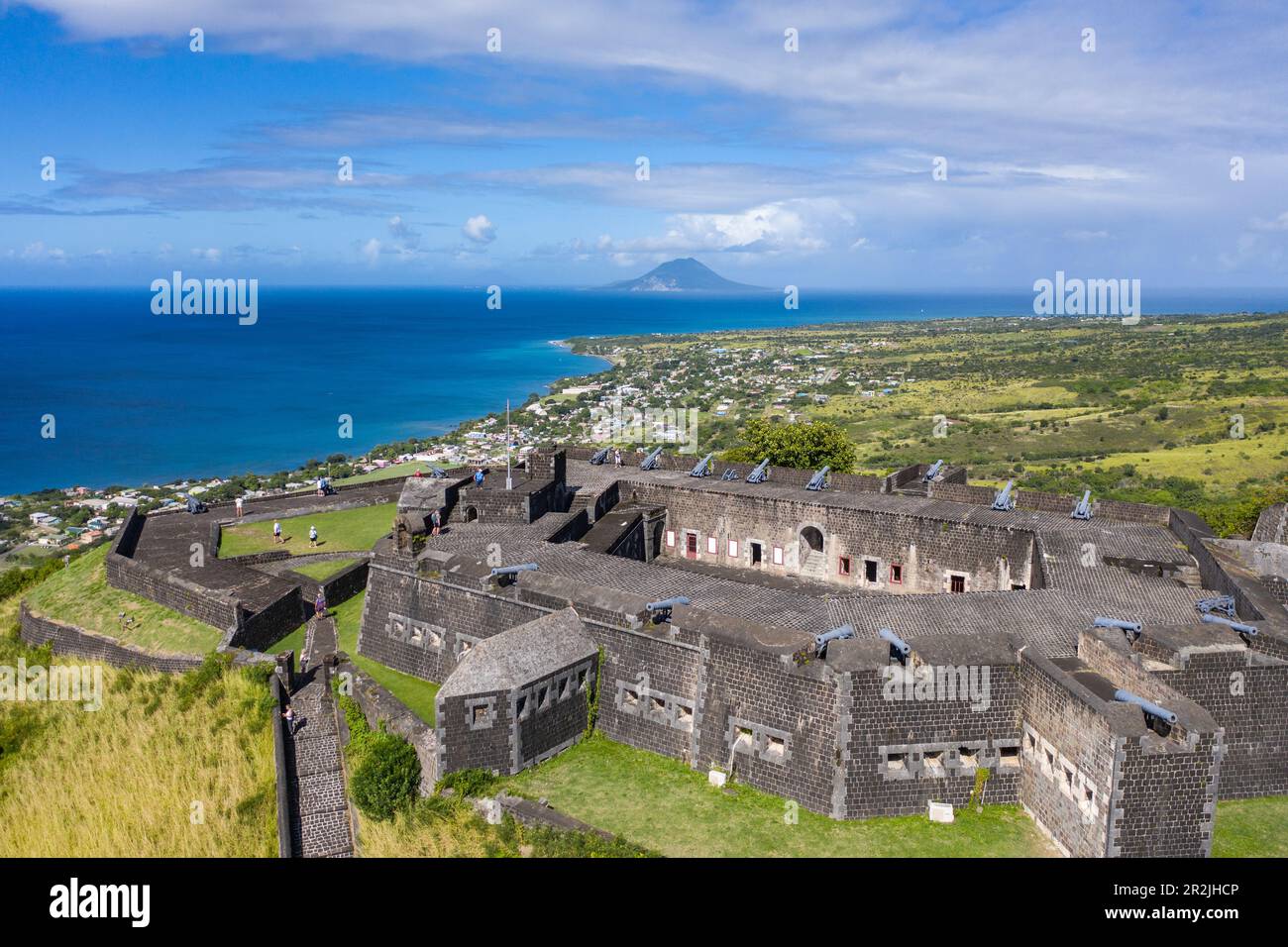 Aerial view of Brimstone Hill Fortress, Saint Kitts Island, Saint Kitts ...