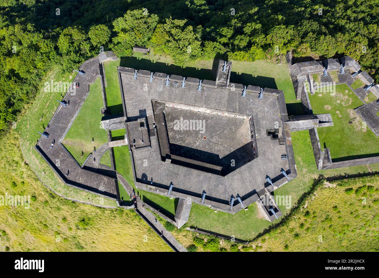 Aerial view of Brimstone Hill Fortress, Saint Kitts Island, Saint Kitts ...