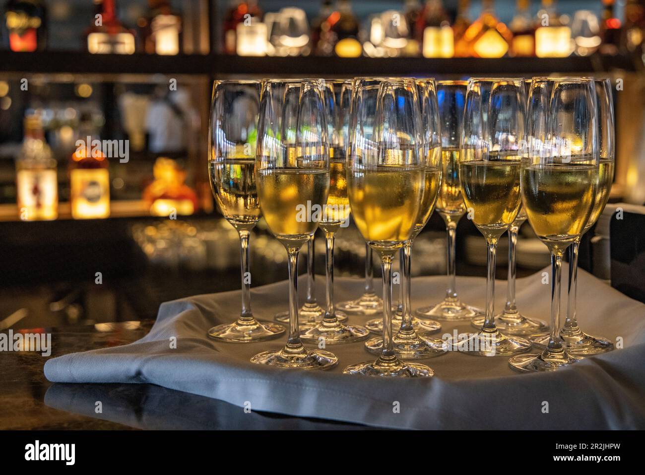 Champagne glasses at the Captain's Welcome Reception in the Main Lounge ...