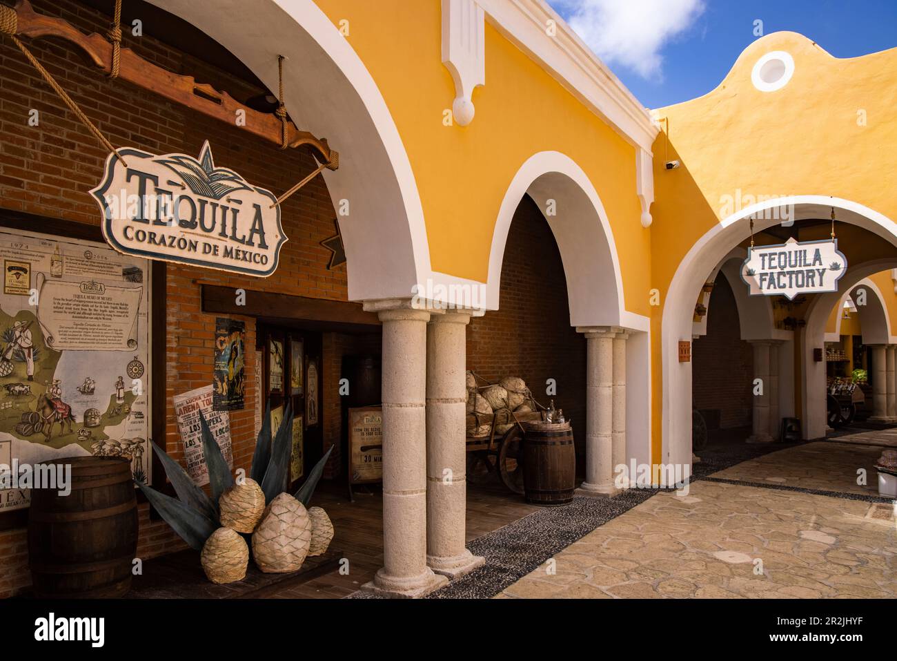Tequila Factory sign at New Mahahual shopping and entertainment complex ...