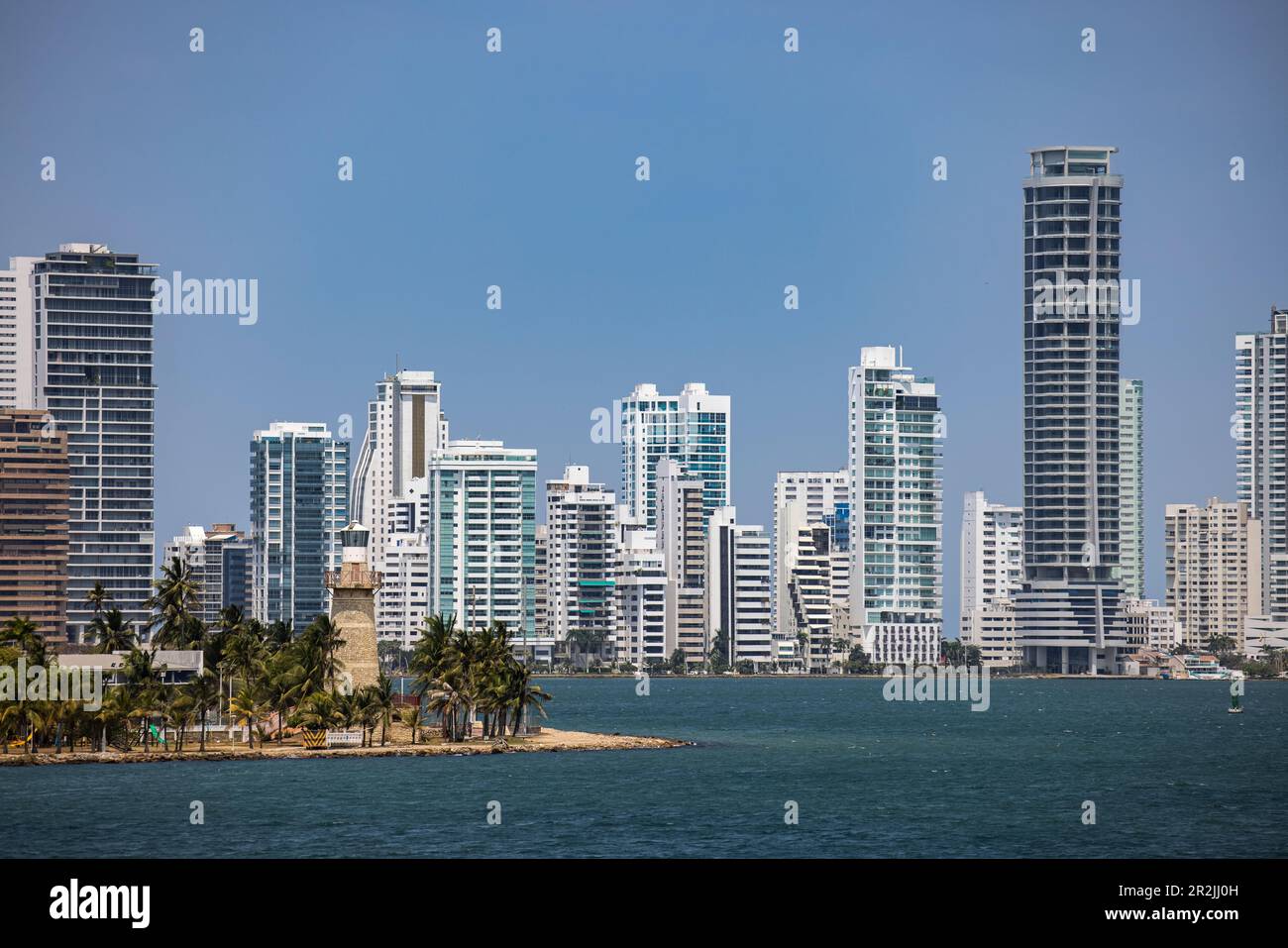 Castillo Grande Lighthouse and Boca Grande skyline with skyscrapers ...