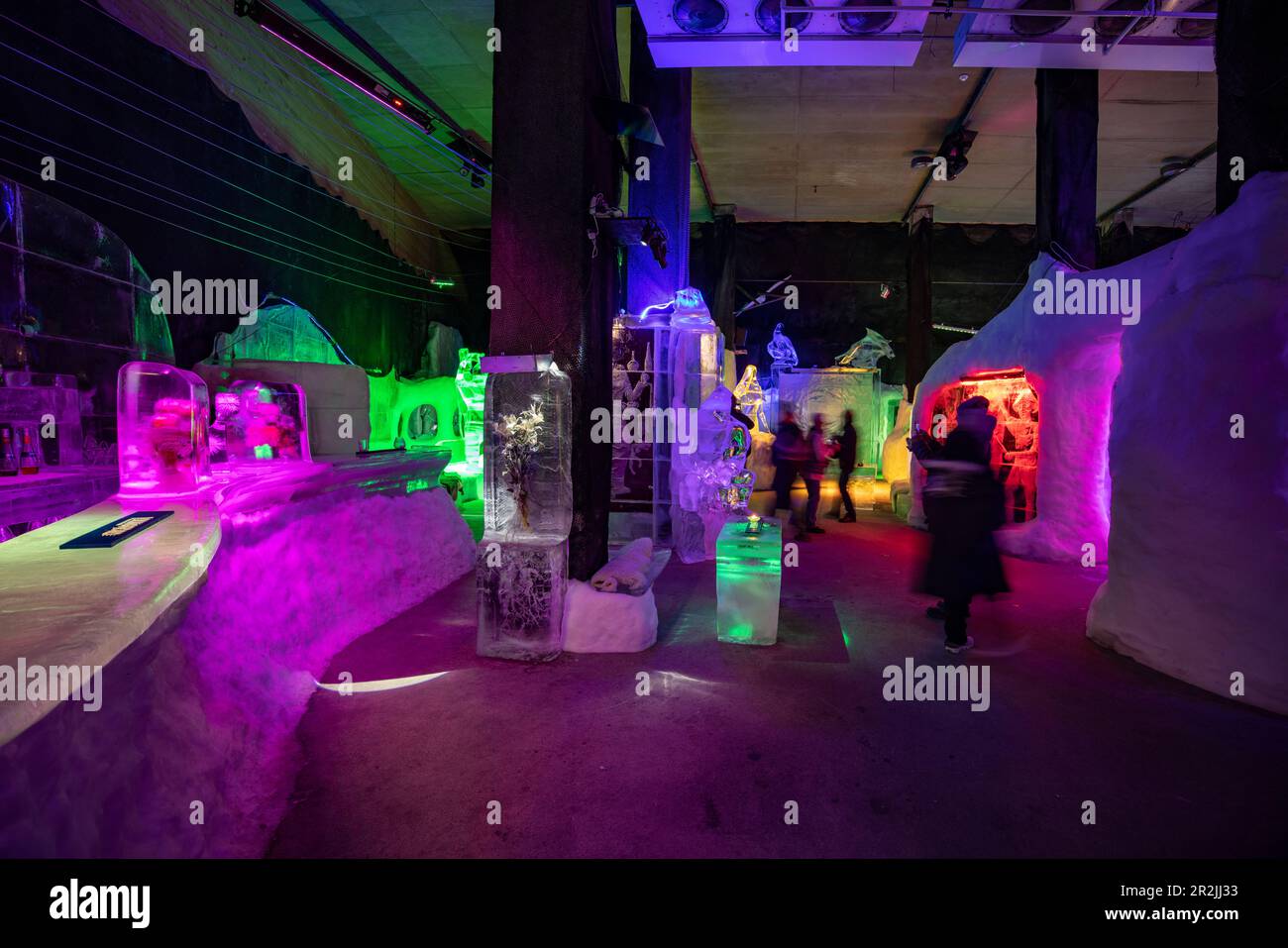 Colorfully illuminated ice sculptures at Magic Ice, the world's first ...