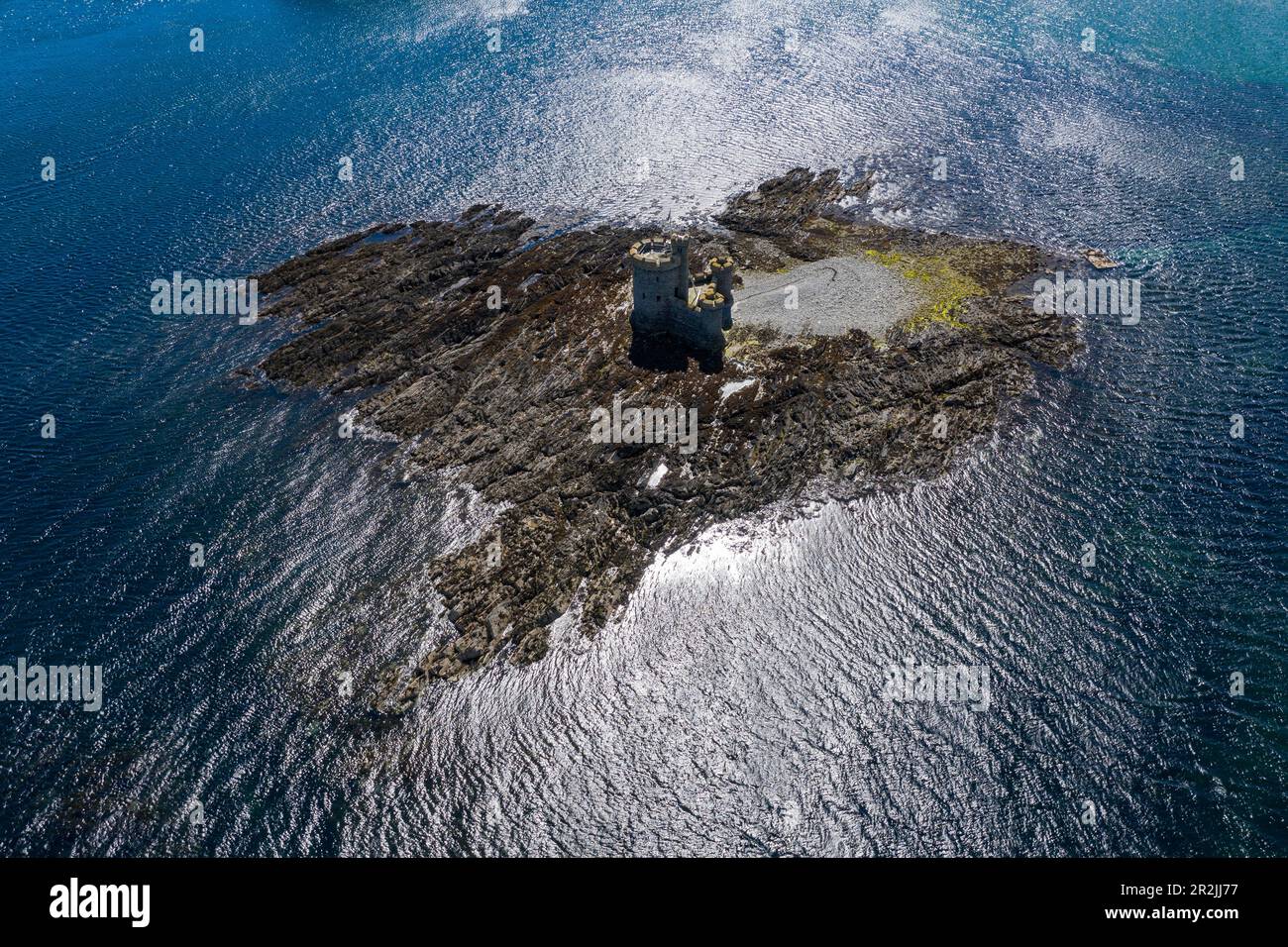 Aerial view of Tower of Refuge on St Mary's Isle in Douglas Bay ...