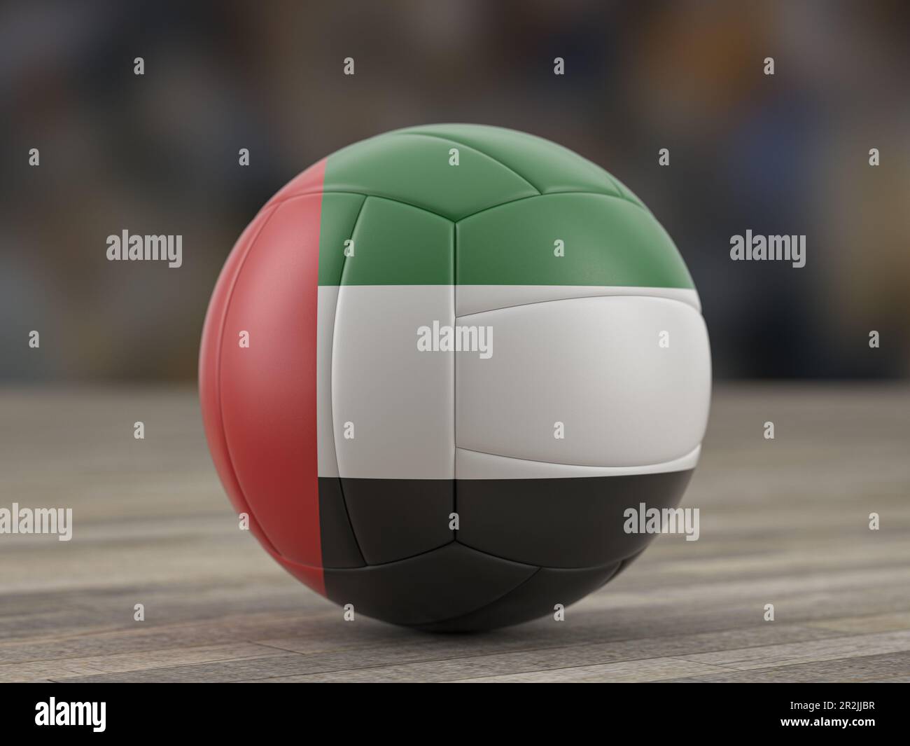 Volleyball ball UAE flag on a wooden floor. 3d illustration Stock Photo ...