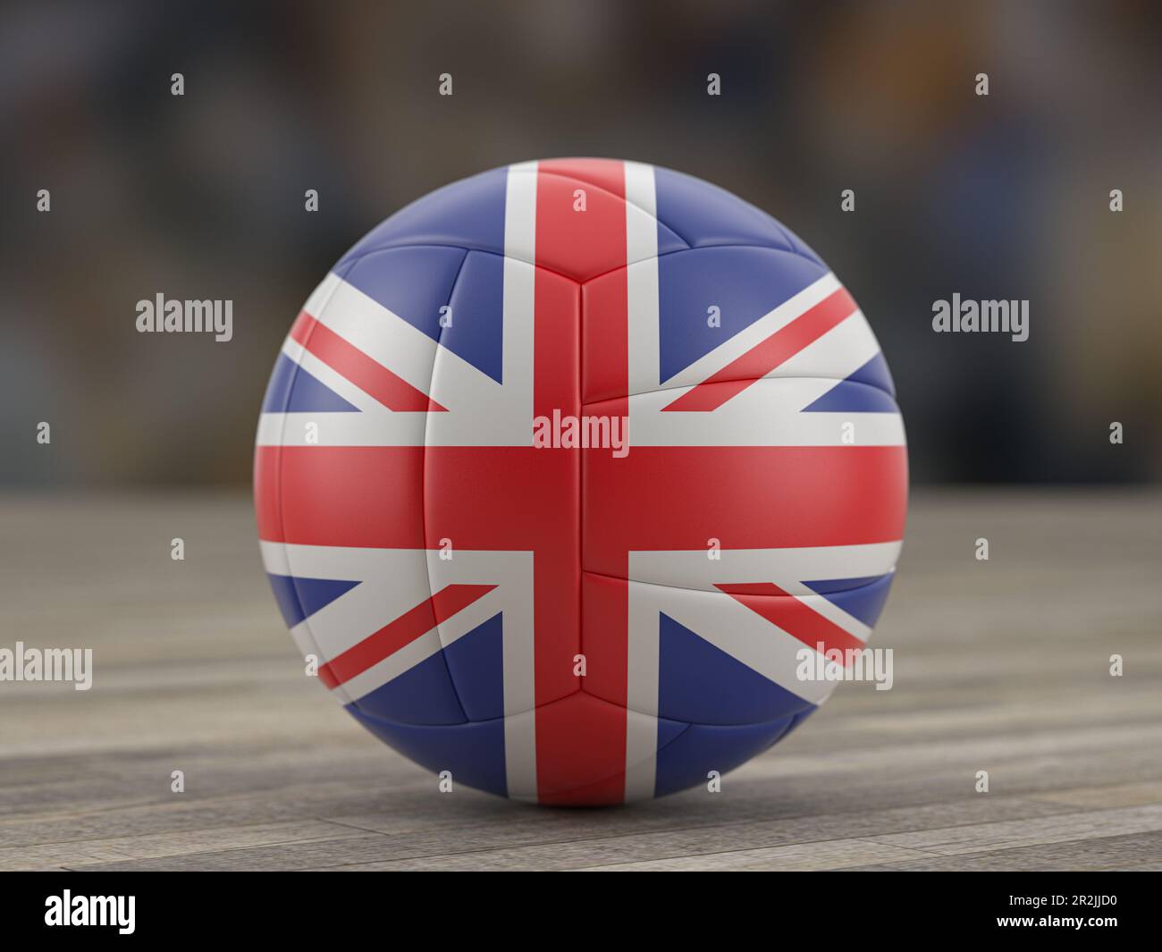 Volleyball ball UK flag on a wooden floor. 3d illustration Stock Photo ...