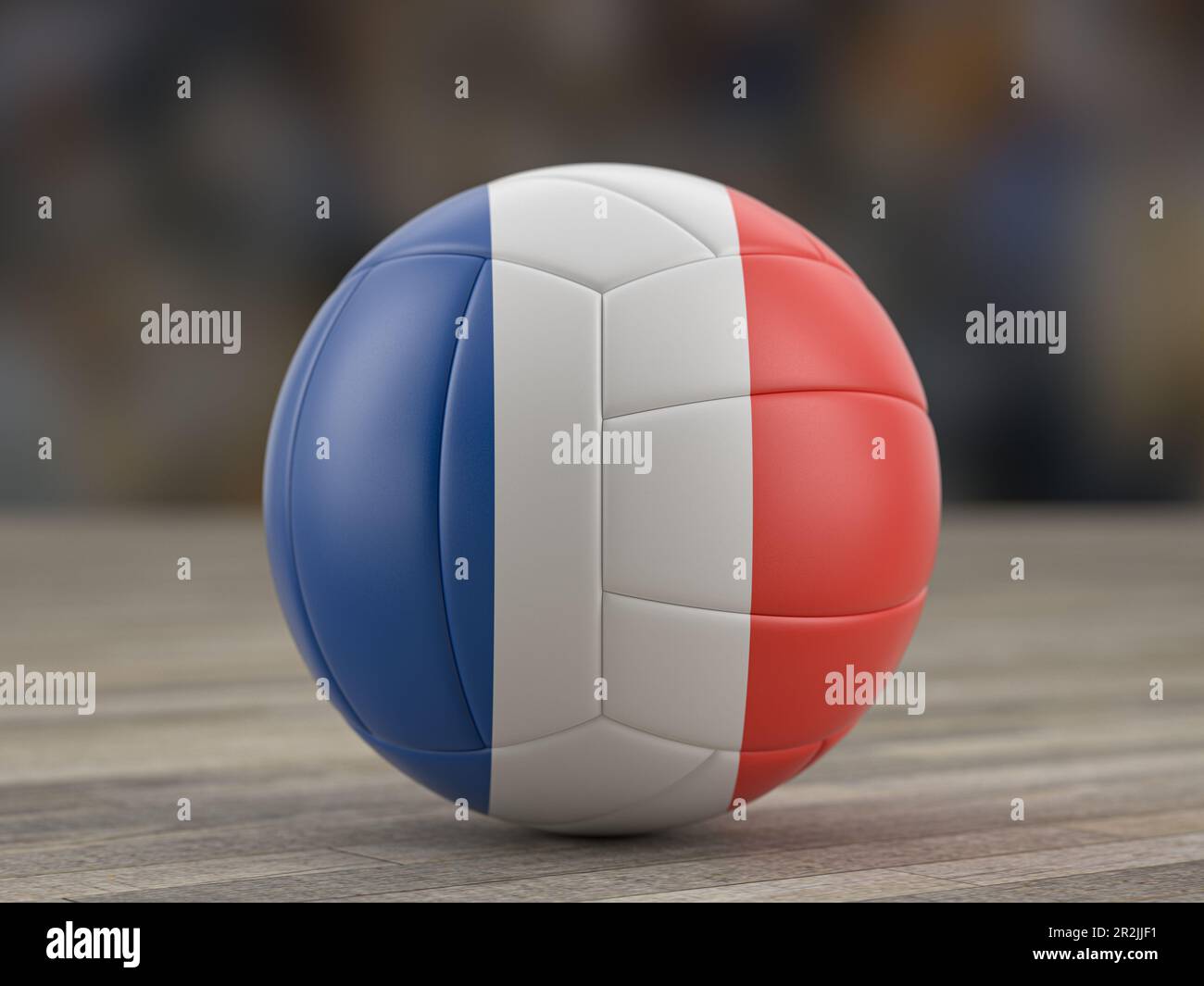 Volleyball ball France flag on a wooden floor. 3d illustration Stock ...