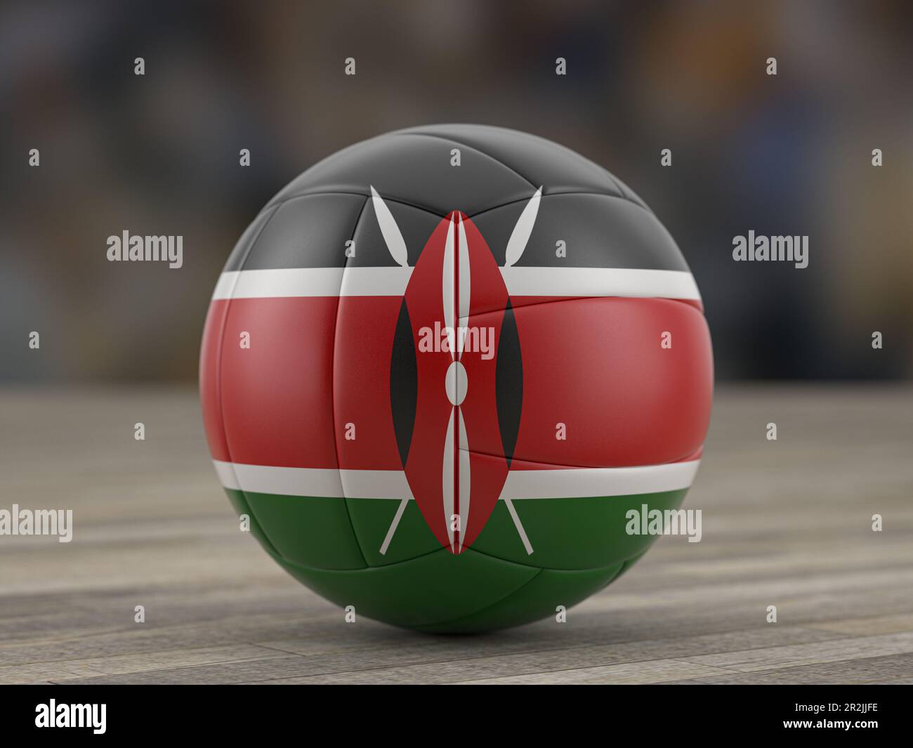 Volleyball ball Kenya flag on a wooden floor. 3d illustration Stock ...