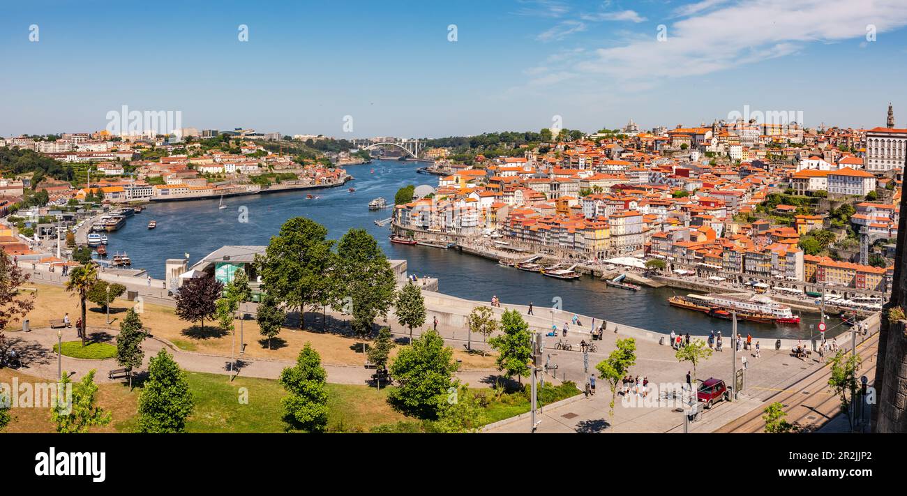 Stunning view of the Douro River and the waterfront of Porto Old Town ...