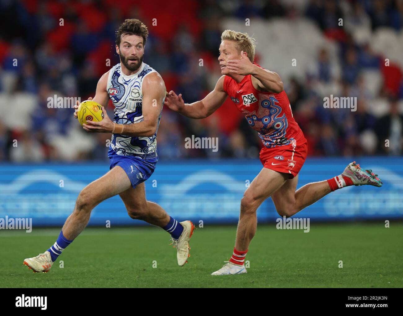 Luke McDonald of the Kangaroos in action during the AFL Round 10 match ...