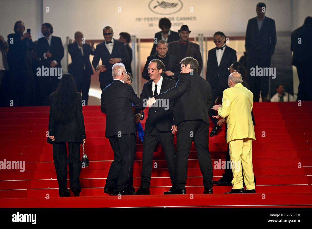 Cannes, France. 19th May, 2023. Reda Kateb, Benoît Magimel, Director ...