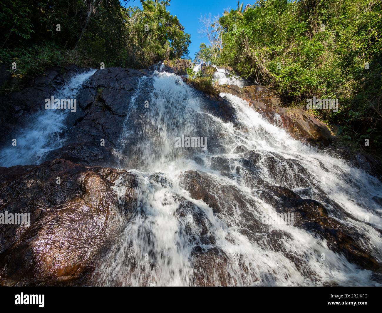 Waterfall near Lagoa Encantada, Coastal Rainforest, Mata Atlantica ...