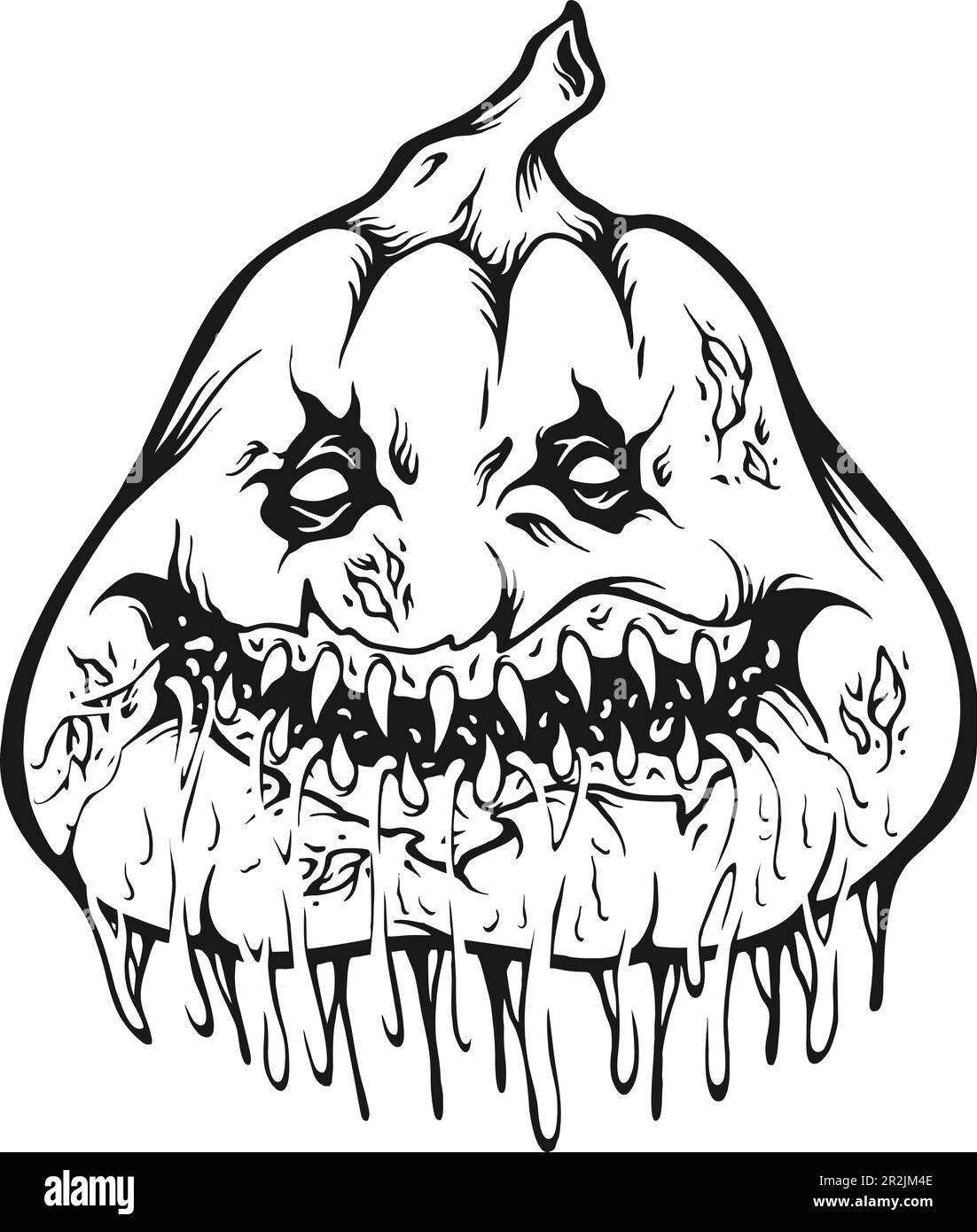 Dripping pumpkin monster head helloween horror logo illustrations ...