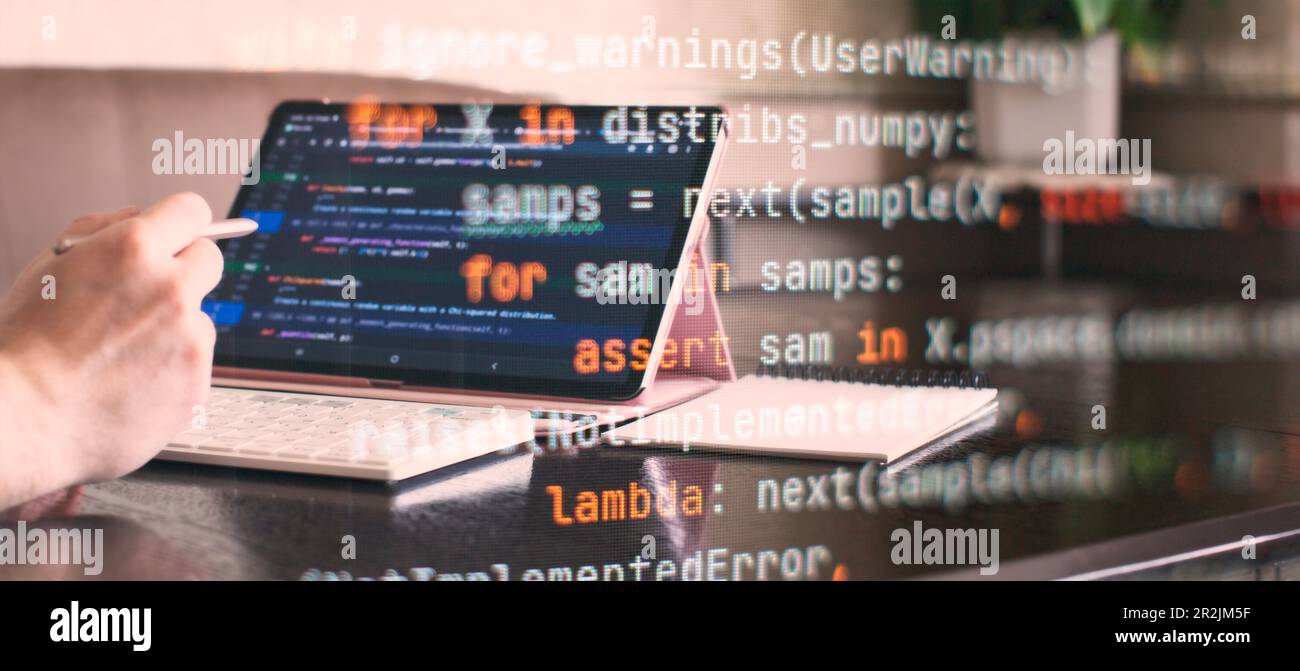 Programmer working on computer code, developer of software applications ...