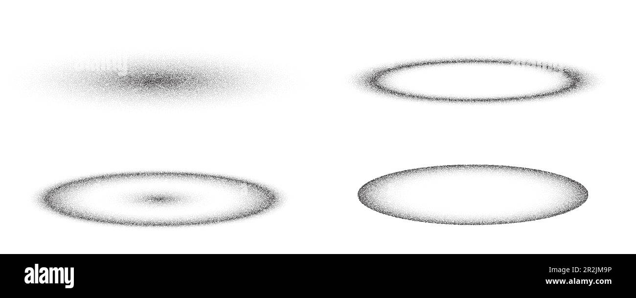 Stippled shadows with dotted gradient. Circles and ovals with grainy ...