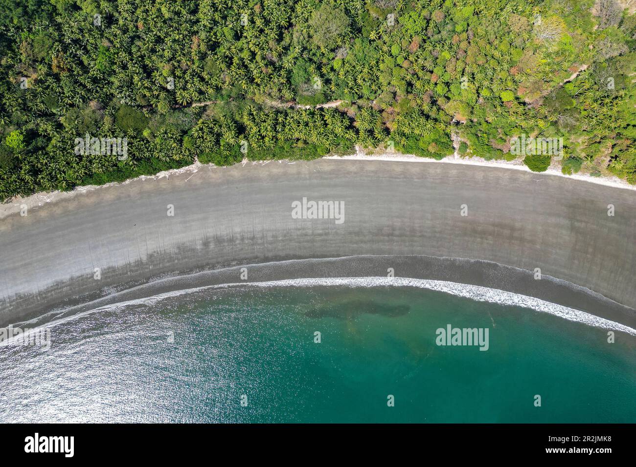 Aerial view of beach at Curú Wildlife Refuge, Curu, near Tambor, Nicoya ...