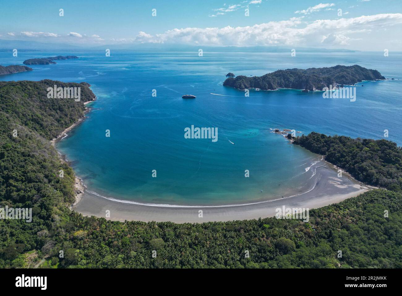 Aerial view of the beach of the Curú Wildlife Refuge with expedition ...