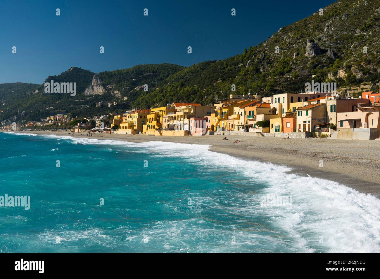 Colorful houses on the beach, Varigotti, Finale Ligure, Riviera di ...