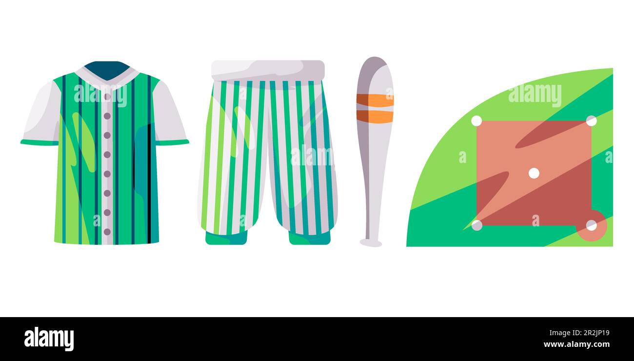 stripped jersey baseball bat and field sport baseball equipment play ...