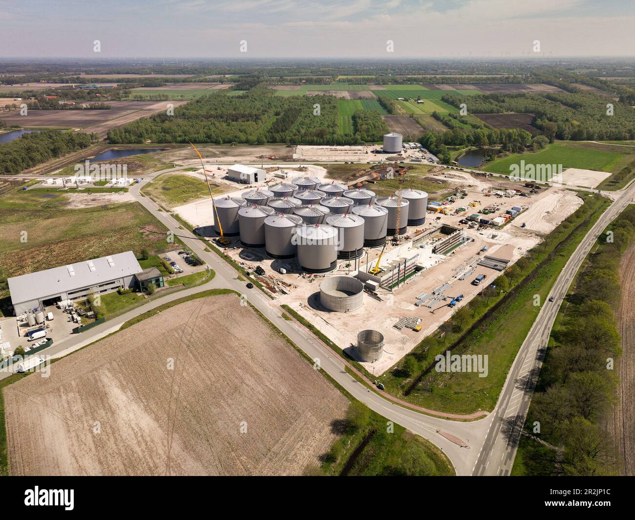 Friesoythe, Germany. 08th May, 2023. View of a huge biogas plant under ...