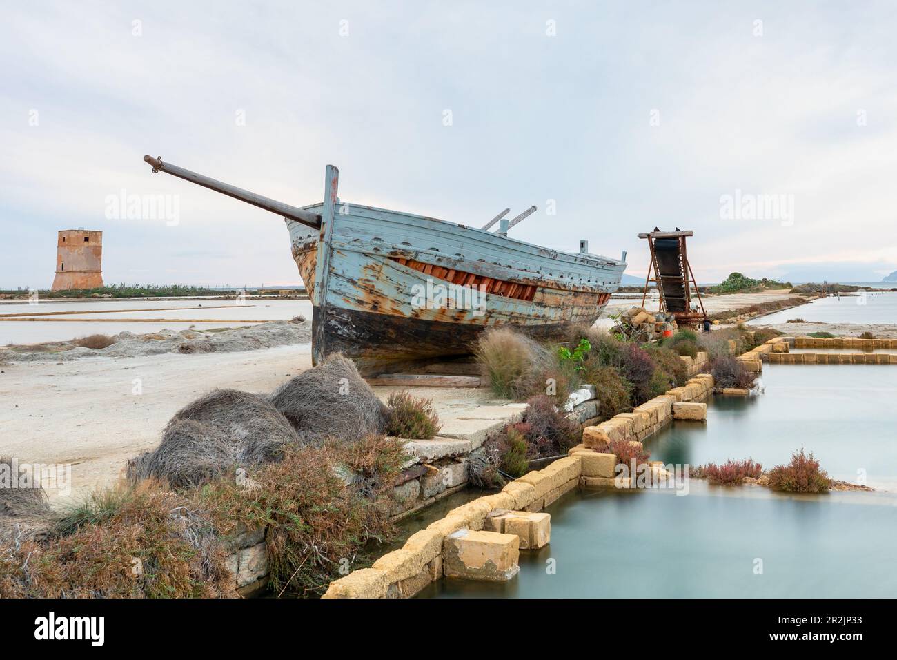 The Saline di Trapani, Torre Nubia, Sicily, Italy, Europe Stock Photo ...